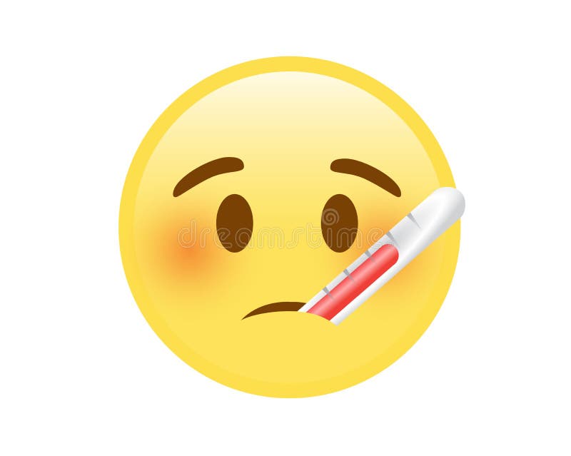 Vector Isolated Yellow Sick Face with Mouth Medical Thermometer Stock ...