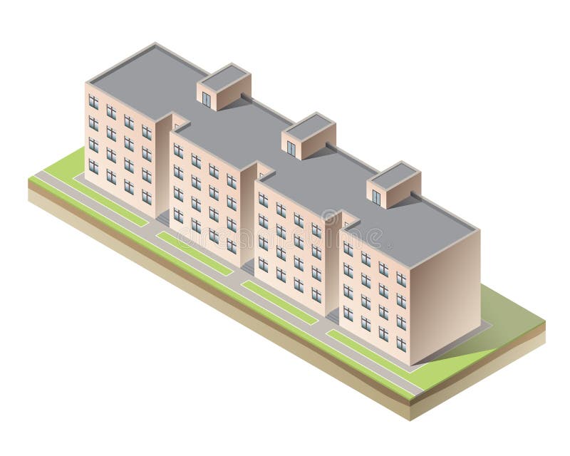 Vector Isometric Apartment Building on White Stock Vector ...
