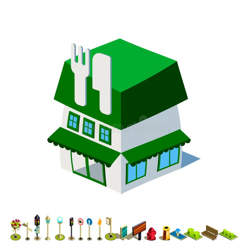 Vector Isometric Bar Building Icon Infographic Stock Vector ...