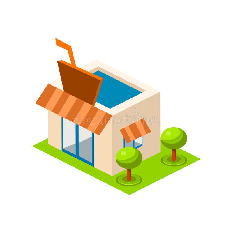 Vector Isometric Bar Building Icon Infographic Stock Vector ...