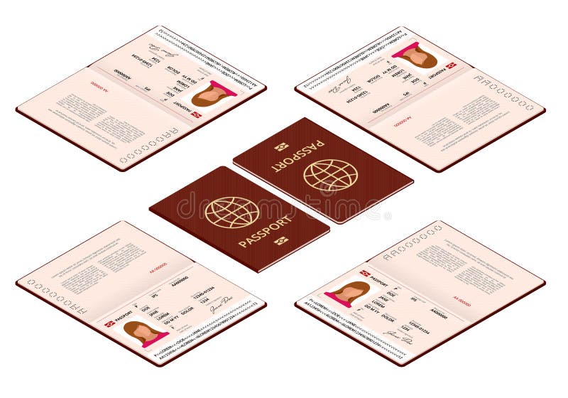 Vector Blank Open Passport Template. International Passport with Sample ...