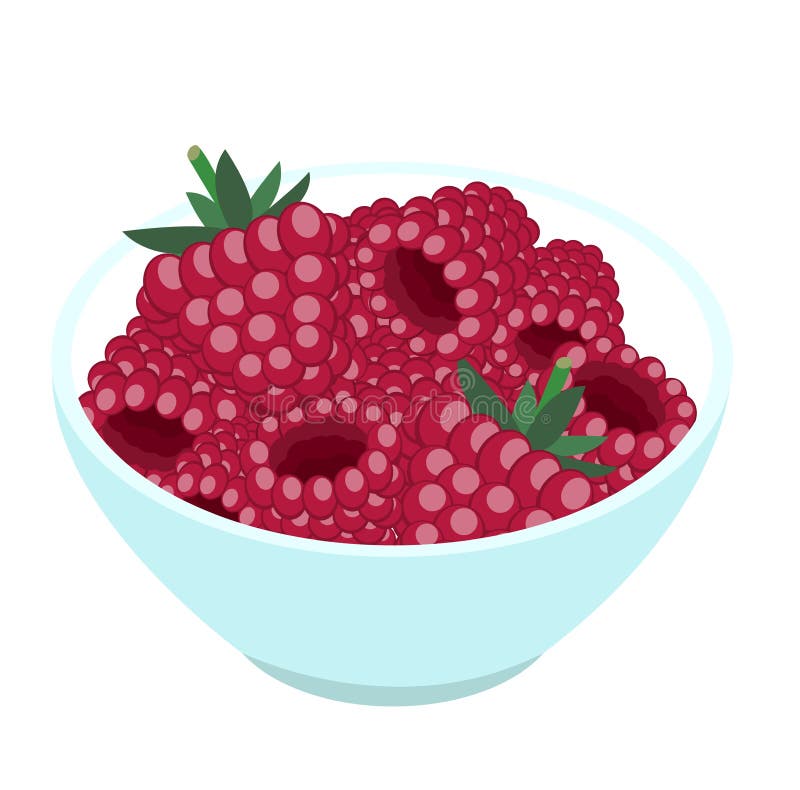 Vector Isometric Bowl of Fresh Juicy Raspberries Stock Vector ...