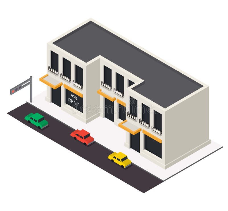 Vector Isometric Building Icon Stock Vector - Illustration of ...