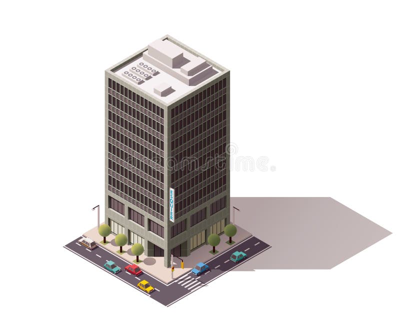 Vector isometric building stock vector. Illustration of icon - 62681708