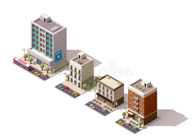 Vector Isometric Buildings Set Stock Vector - Illustration of perfume ...