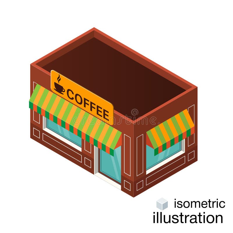 Vector Isometric Cafe Building Icon Stock Vector - Illustration of ...