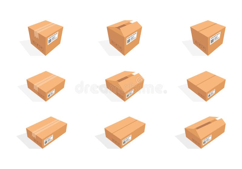 Isometric Cardboard Box Packaging , Vector Illustration Design Stock ...