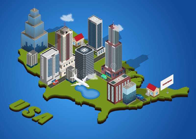 Isometric City on China Map Stock Vector - Illustration of cartography ...