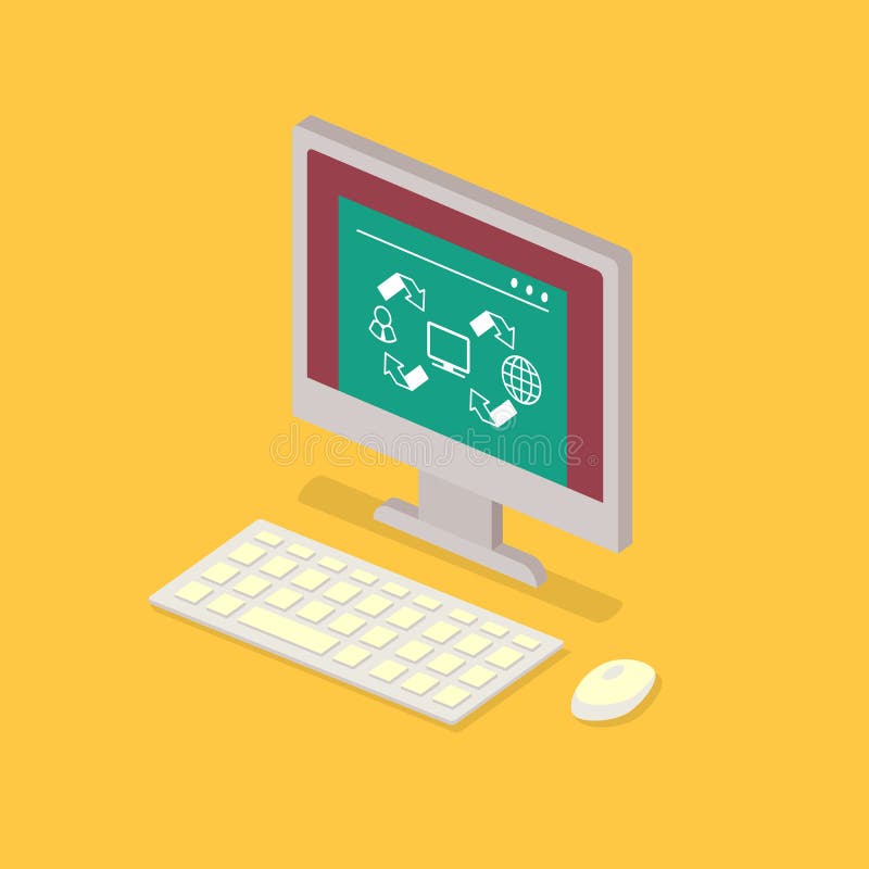 Vector Isometric Computer Icon Stock Vector - Illustration of mouse ...