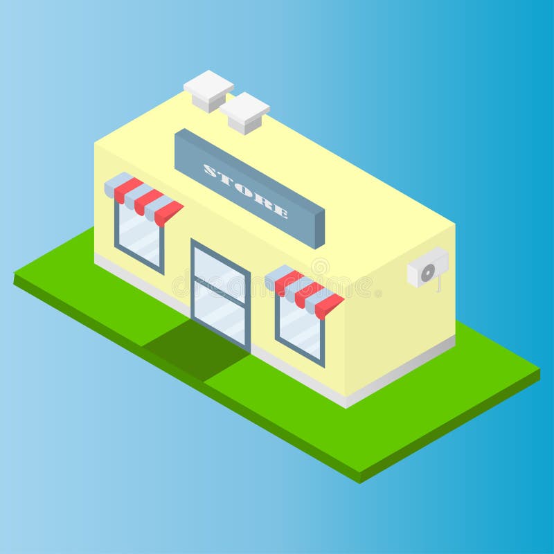 Vector Isometric Flat Store. Stock Vector - Illustration of market ...