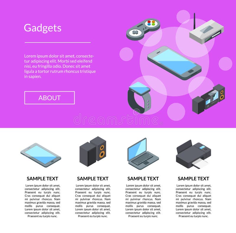 Vector Isometric Gadgets Icons Landing Page Template Illustration Stock ...