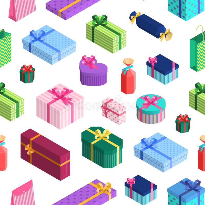 Isometric gift box stock illustration. Illustration of ribbon - 260560025