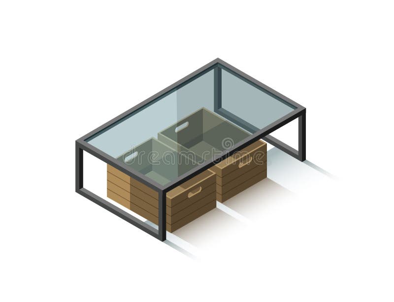 Vector Isometric Glass Coffee Table with Magazines Box Stock Vector ...