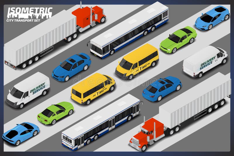 Vector Isometric High Quality Transport Set. Stock Vector ...