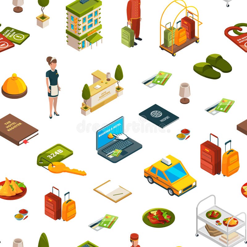 Isometric Hotel Elements. Vector All Inclusive Concept Stock Vector ...