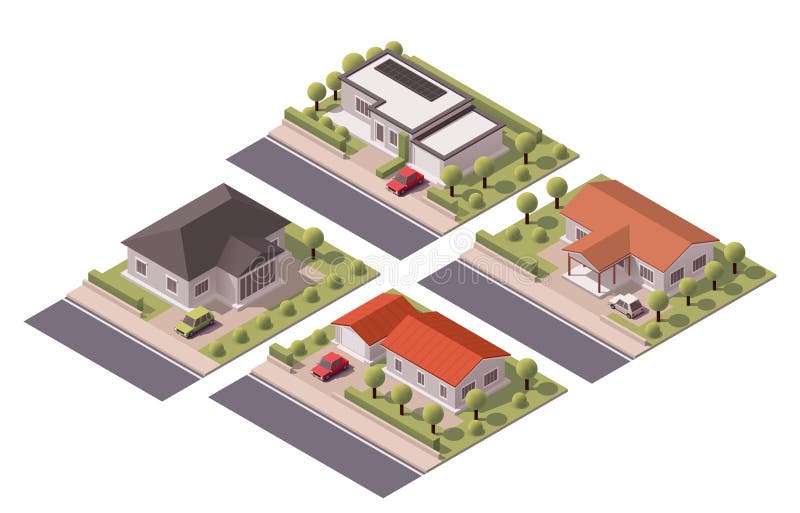 Isometric Neighborhood stock illustration. Illustration of cartoon ...