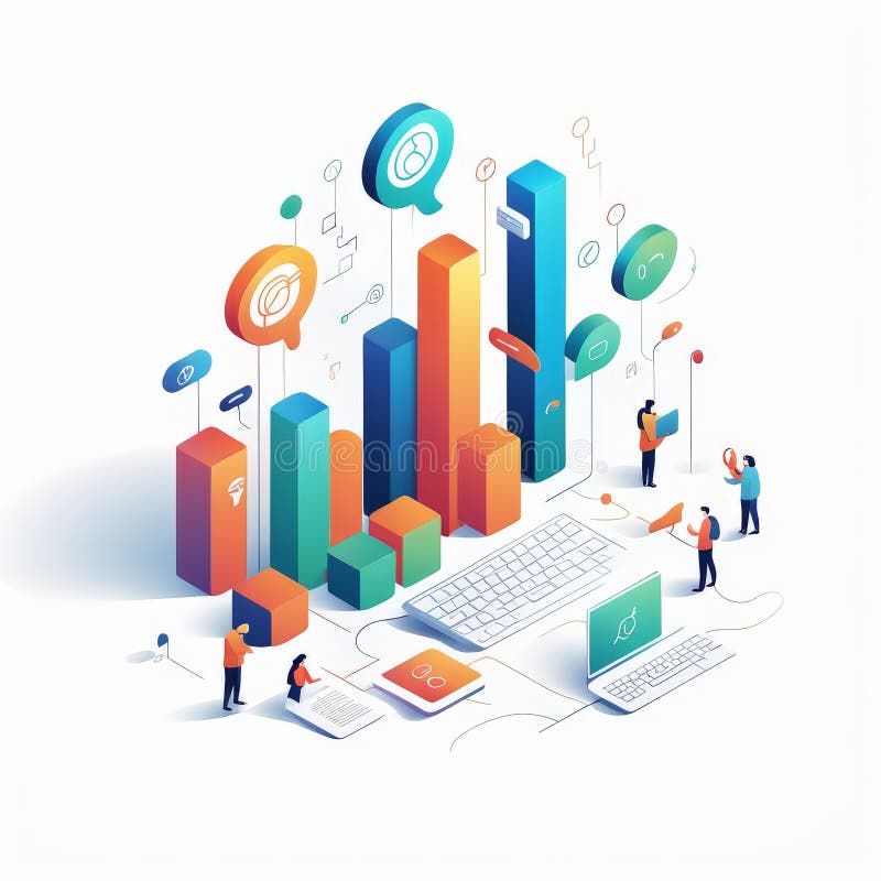 Vector Isometric Illustration of Business Team Work with Documents and ...