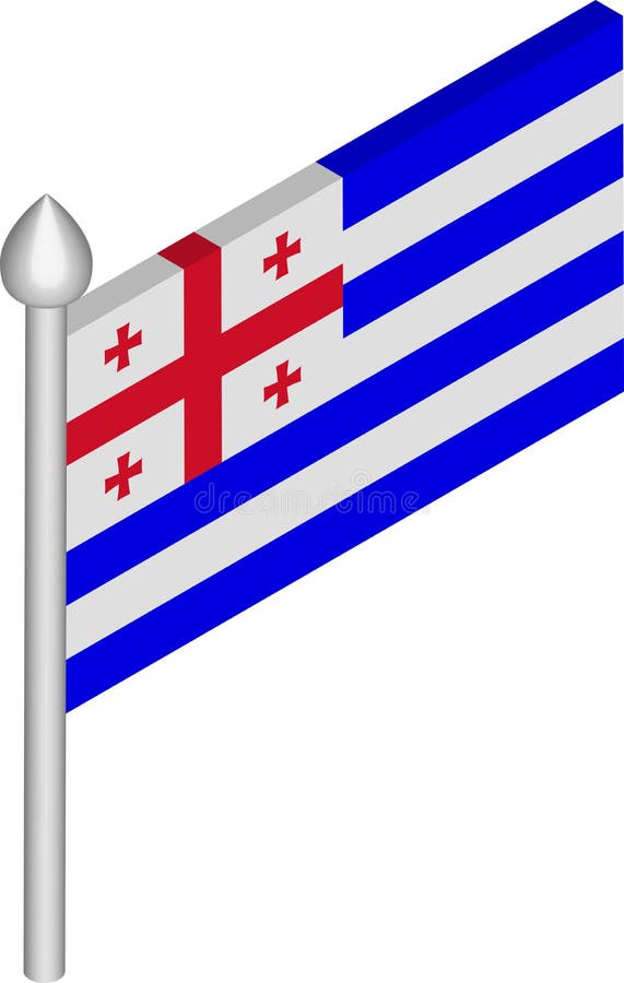 Vector Isometric Illustration of Flagpole with Adjara Flag Stock Vector ...