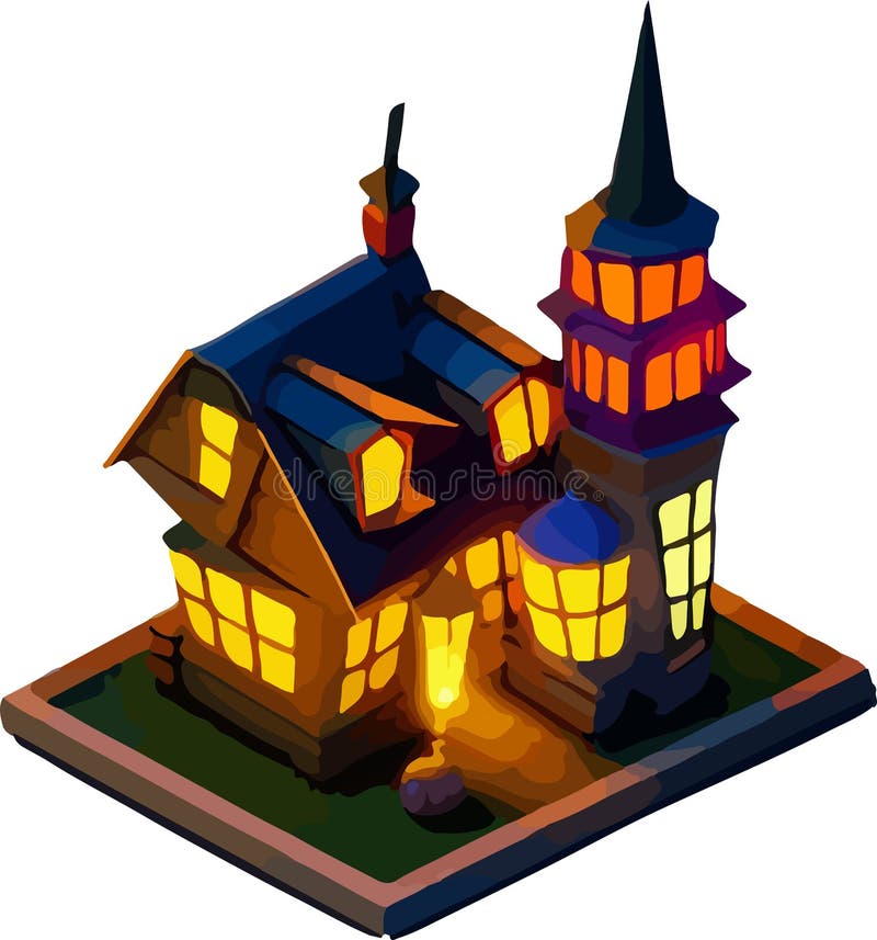 Vector Isometric Illustration of a House, Halloween 3D. Isolate on a ...