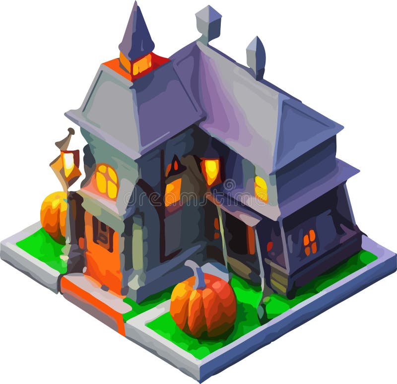 Vector Isometric Illustration of a House, Halloween 3D. Isolate on a ...