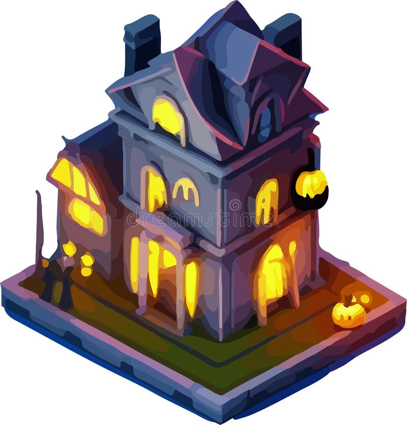 Vector Isometric Illustration of a House, Halloween 3D. Isolate on a ...