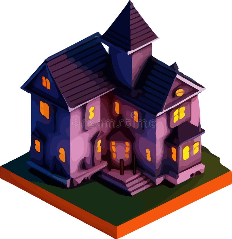 Vector Isometric Illustration of a House, Halloween 3D. Isolate on a ...