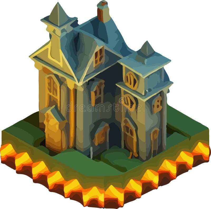 Vector Isometric Illustration of a House, Halloween 3D. Isolate on a ...