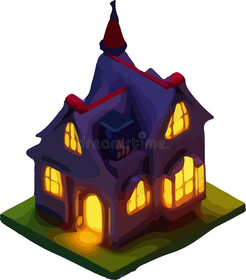 Vector Isometric Illustration of a House, Halloween 3D. Isolate on a ...