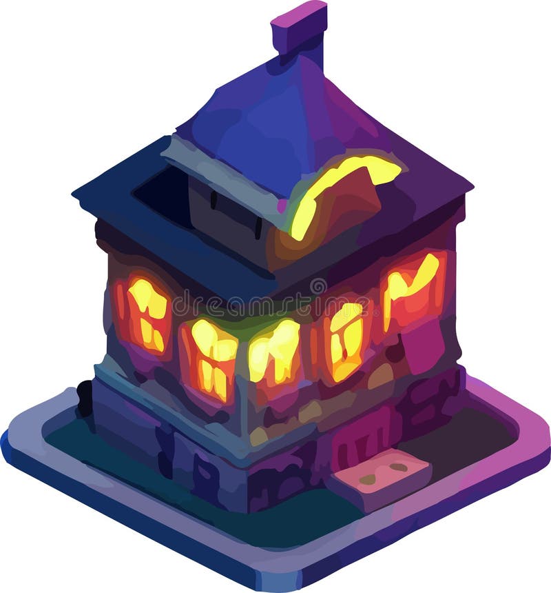 Vector Isometric Illustration of a House, Halloween 3D. Isolate on a ...