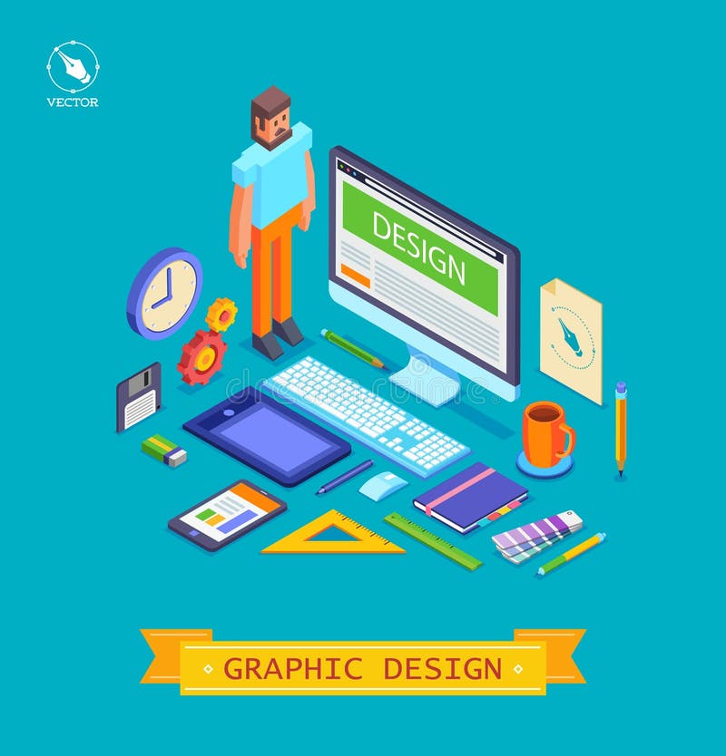 Vector Isometric Illustration Icons Set of Stock Vector - Illustration ...