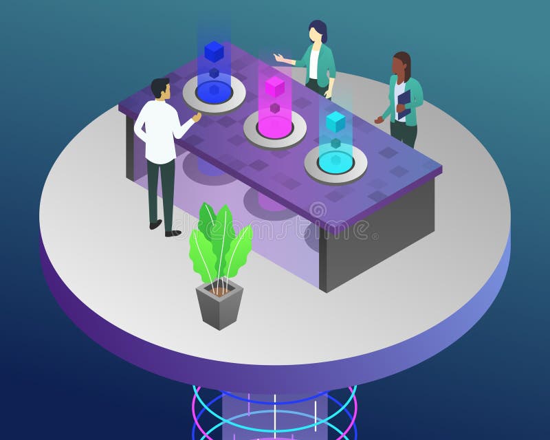 Vector Isometric Illustration of a Modern Work Environment Stock Vector ...