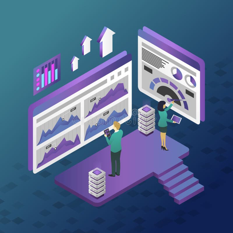 Vector Isometric Illustration of a Modern Work Environment Stock Vector ...