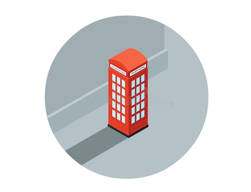 Vector Isometric Illustration of Red Phone Booth, Call-box Stock Vector ...