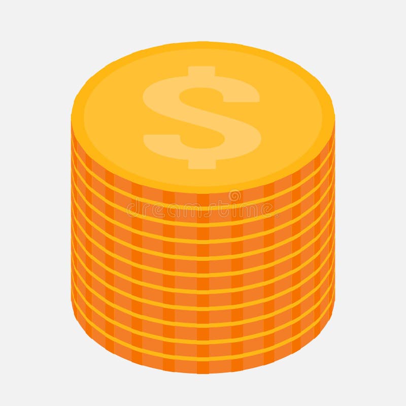 Vector Isometric Illustration. Stack of Golden Dollar Coins Icon Stock Vector - Illustration of ...