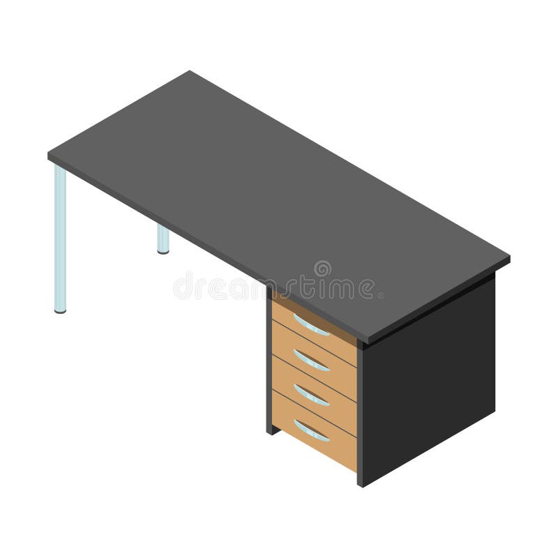 Vector Isometric Illustration of a Writing or Computer Desk in a Modern ...
