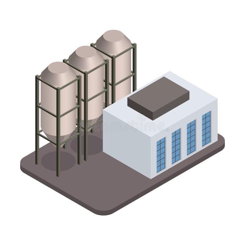 Vector Isometric Industrial Factory Buildings Icon. Stock Vector ...
