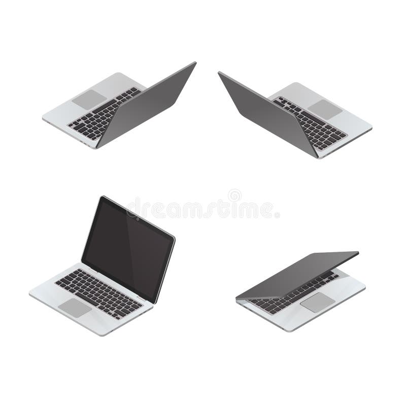 Vector Isometric Laptop Isolated on a White Background. Detailed ... Vector Isometric Laptop Isolated on a White Background. Detailed ...