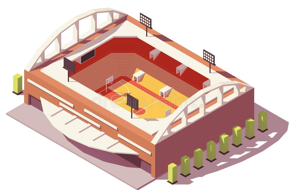 Vector Isometric Low Poly Basketball Stadium Stock Vector ...
