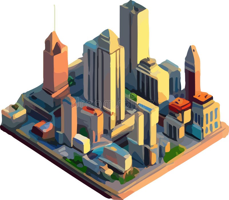 Vector Isometric Low Poly City Stock Vector - Illustration of design ...