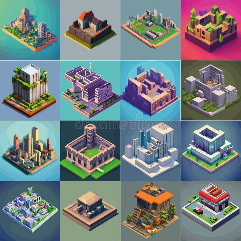 Vector Isometric Medieval Low Poly Castle. Stock Vector - Illustration ...