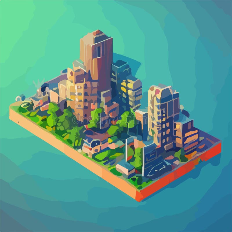 Vector Isometric Low Poly City Stock Vector - Illustration of ...