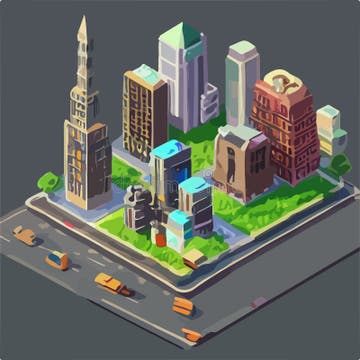 Vector Isometric Low Poly City Stock Vector - Illustration of business ...