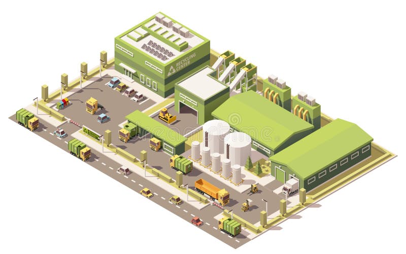 Vector Isometric Low Poly Garbage Recycling Center Stock Vector ... Vector Isometric Low Poly Garbage Recycling Center Stock Vector ...
