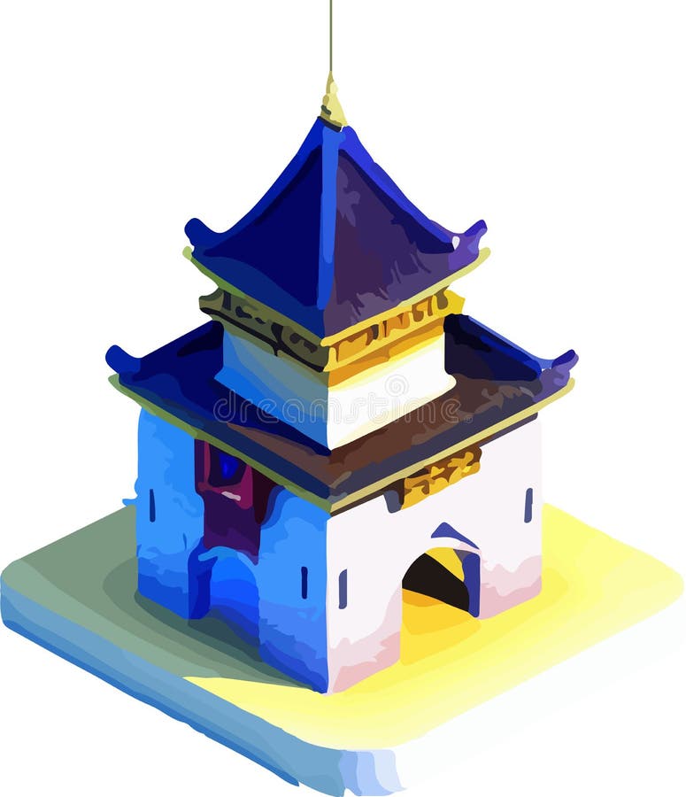 Vector Isometric Low Poly Japanese Castle. Stock Vector - Illustration ...