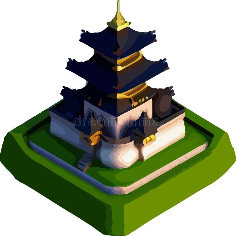Vector Isometric Low Poly Japanese Castle. Stock Illustration ...