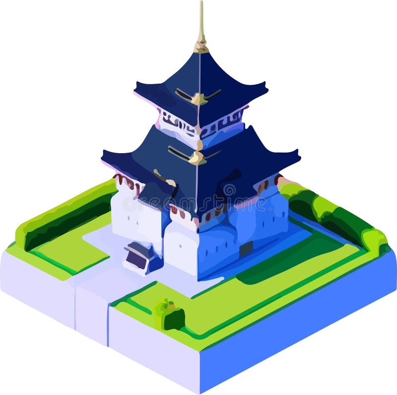 Vector Isometric Low Poly Japanese Castle. Stock Illustration ...