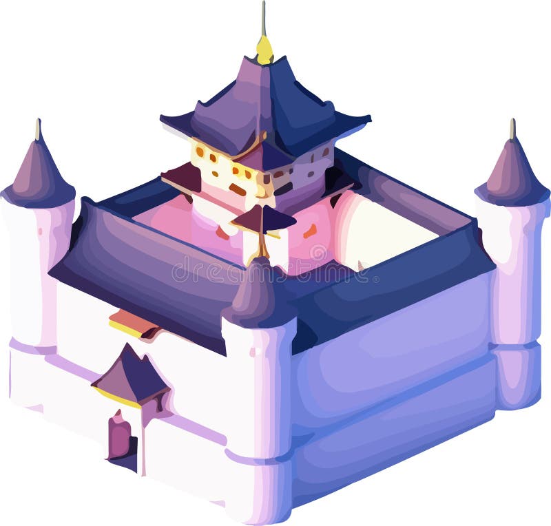 Vector Isometric Low Poly Japanese Castle. Stock Illustration ...