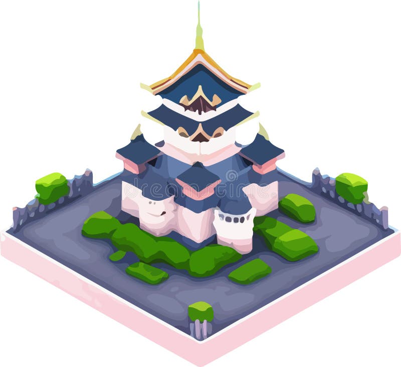 Vector Isometric Low Poly Japanese Castle. Stock Illustration ... Vector Isometric Low Poly Japanese Castle. Stock Illustration ...