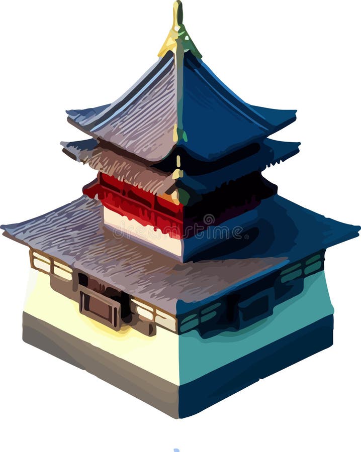 Vector Isometric Low Poly Japanese Castle. Stock Vector - Illustration ...