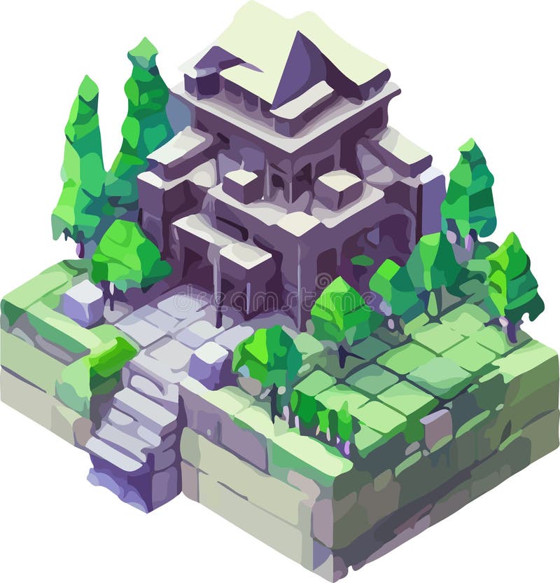 Vector Isometric Low Poly Japanese Castle. Stock Vector - Illustration ...